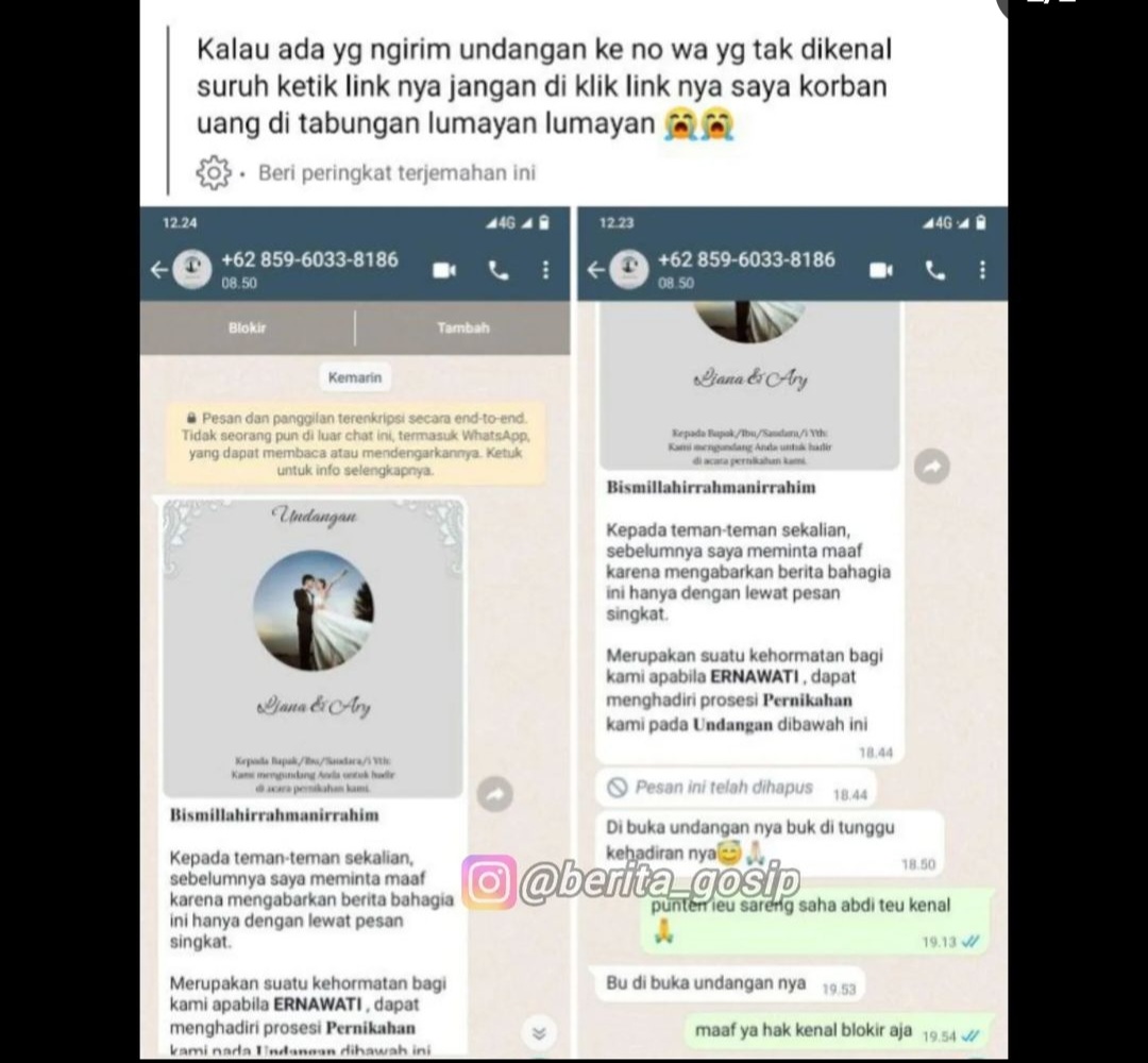 Viral! Penipuan Link Undangan Pernikahan WhatsApps, Jangan Asal Klik ...