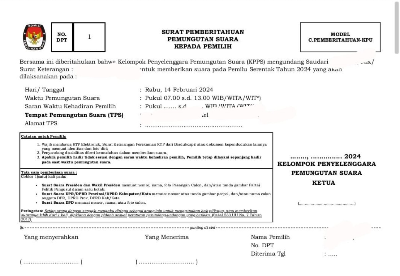 Mengenal Model C6 atau Surat Pemberitahuan dalam Pemilu 2024, Berikut Penjelasannya! – Cianjur ...