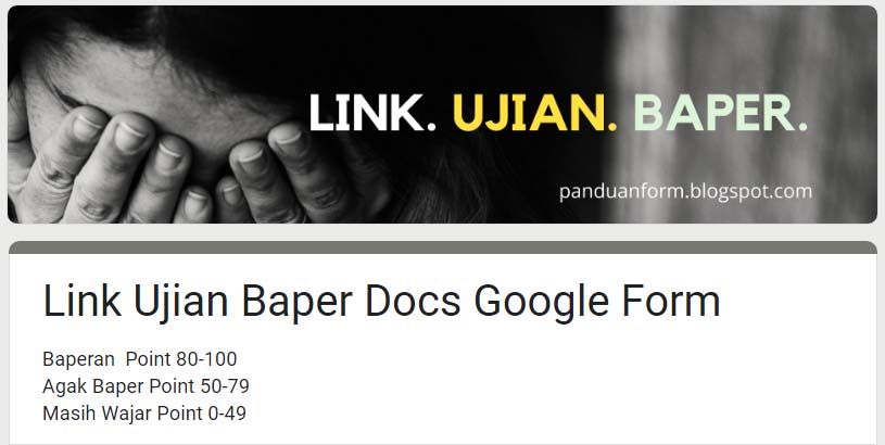 Yakin Nih Nggak Baperan? Coba Link Ujian Baper Docs Google Form Viral ...