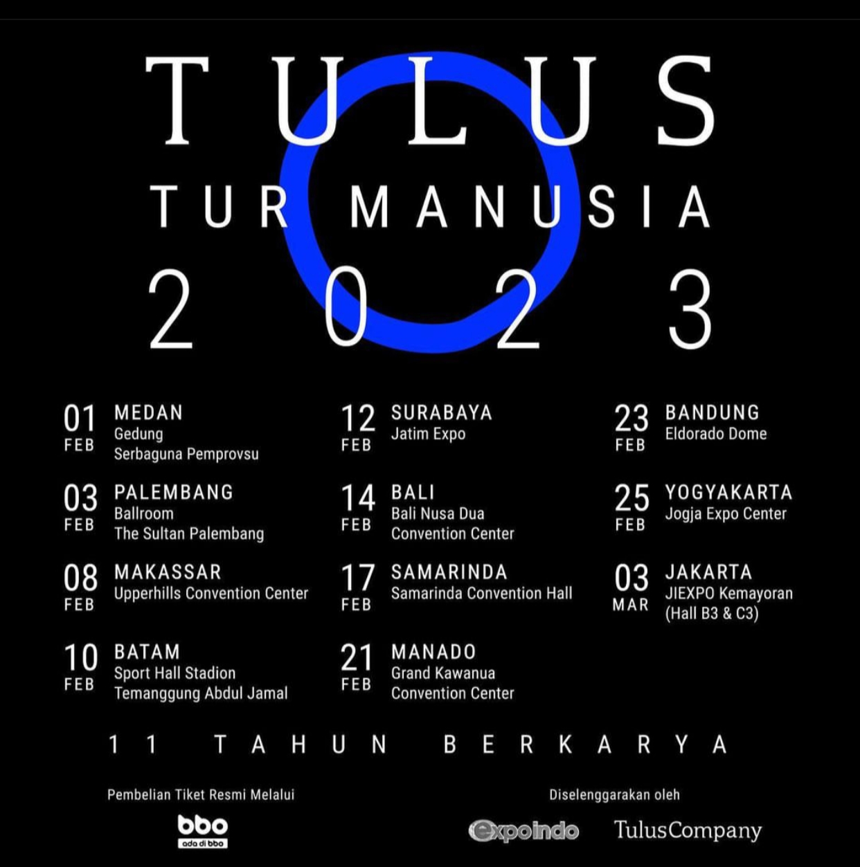 Jadwal dan Harga Tiket Konser TULUS TUR MANUSIA 2023 – jabarekspres.com