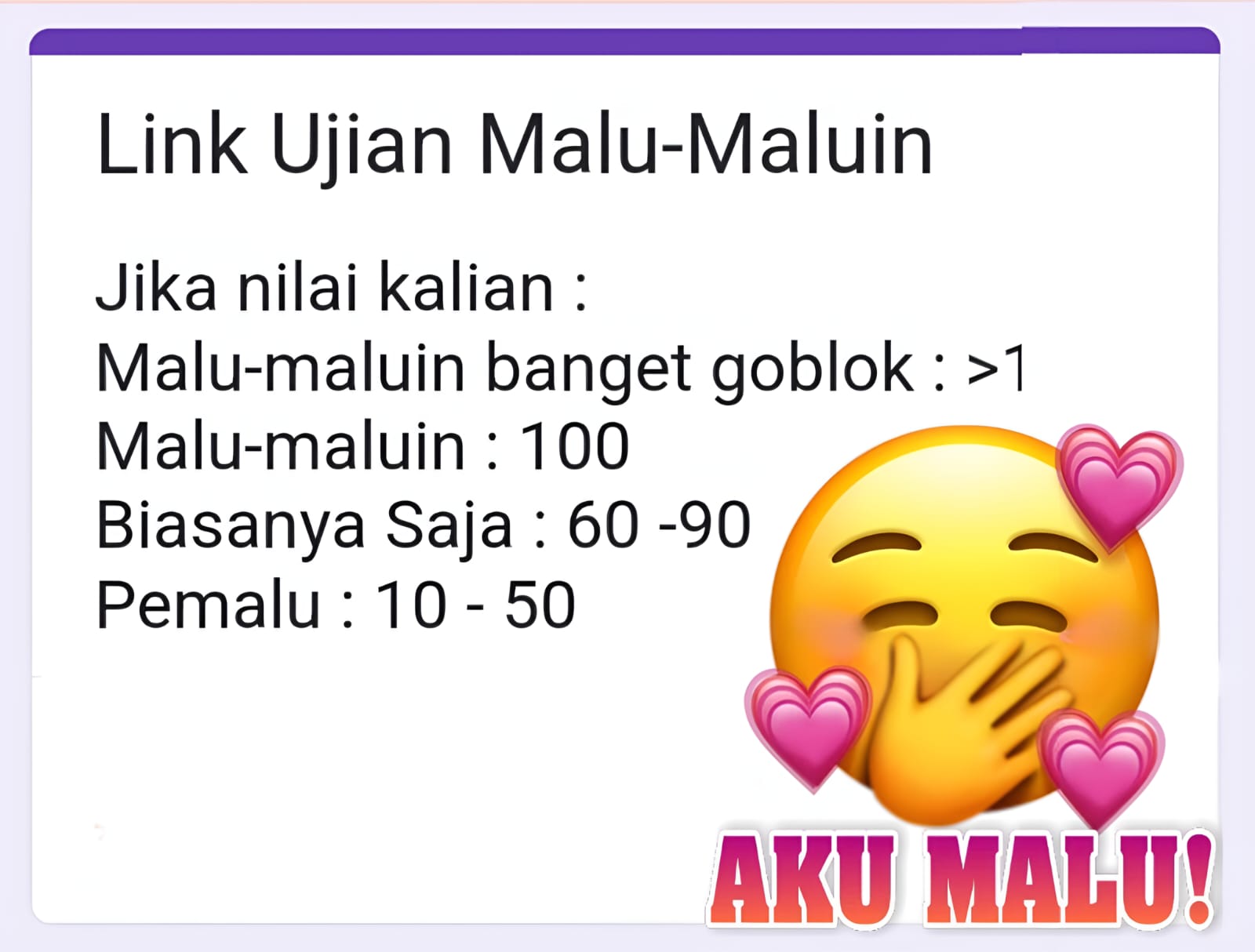 Link Ujian Malu Google Form, Cek Semalu-Maluin Apa Dirimu ...