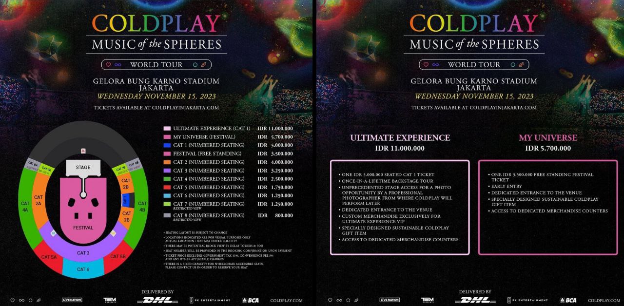 Resmi Rilis Hari Ini! Harga Tiket Konser Coldplay Capai Rp11 Juta, Apa ...