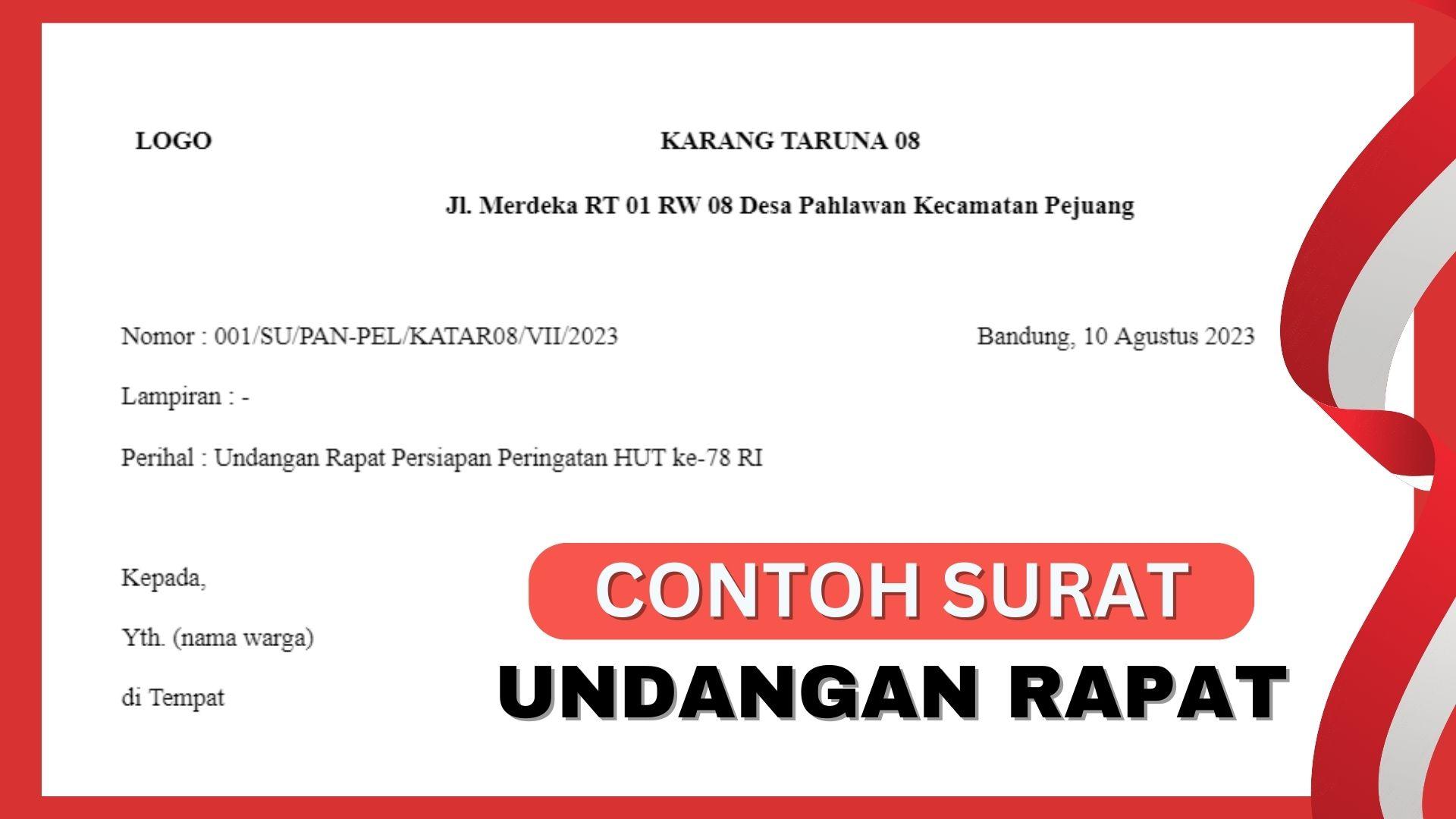 Download Contoh Surat Undangan Rapat 17 Agustus 2023 Karang Taruna ...