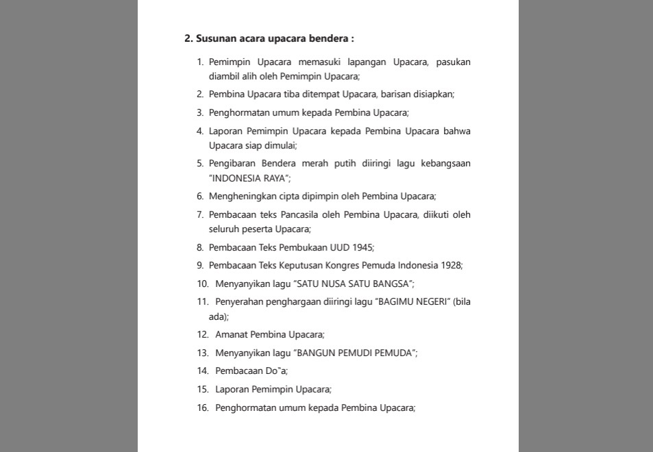 PDF Susunan Acara Upacara Peringatan Sumpah Pemuda ke-95, Resmi dari Kemenpora 2023 ...