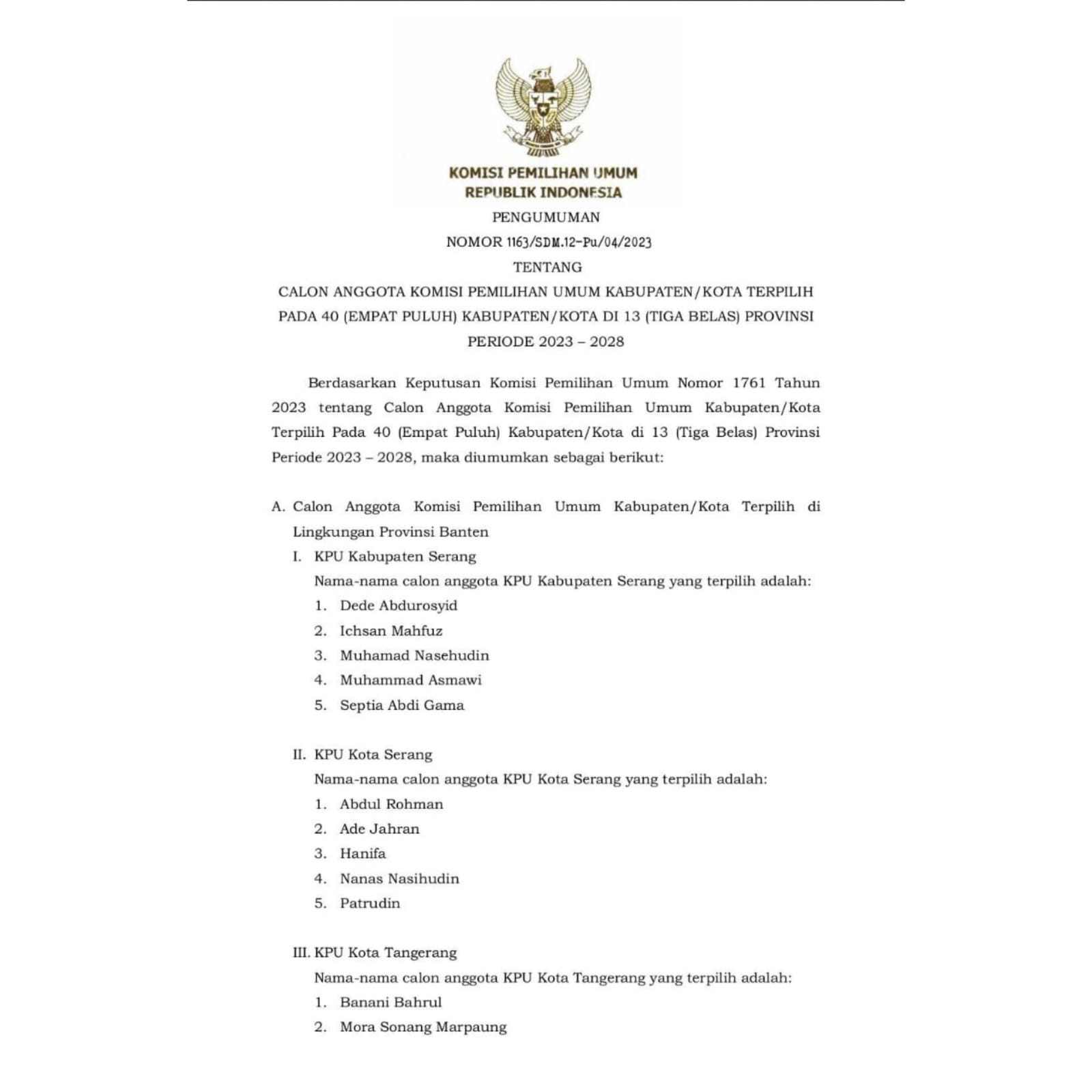Berikut Pengumuman Nama Calon KPU Banjar, Ciamis, Pangandaran yang ...