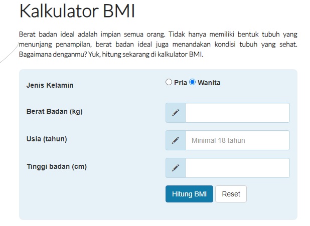 LINK Kalkulator Ukur Berat Badan, Lihat Apakah Bentuk Tubuhmu Normal ...