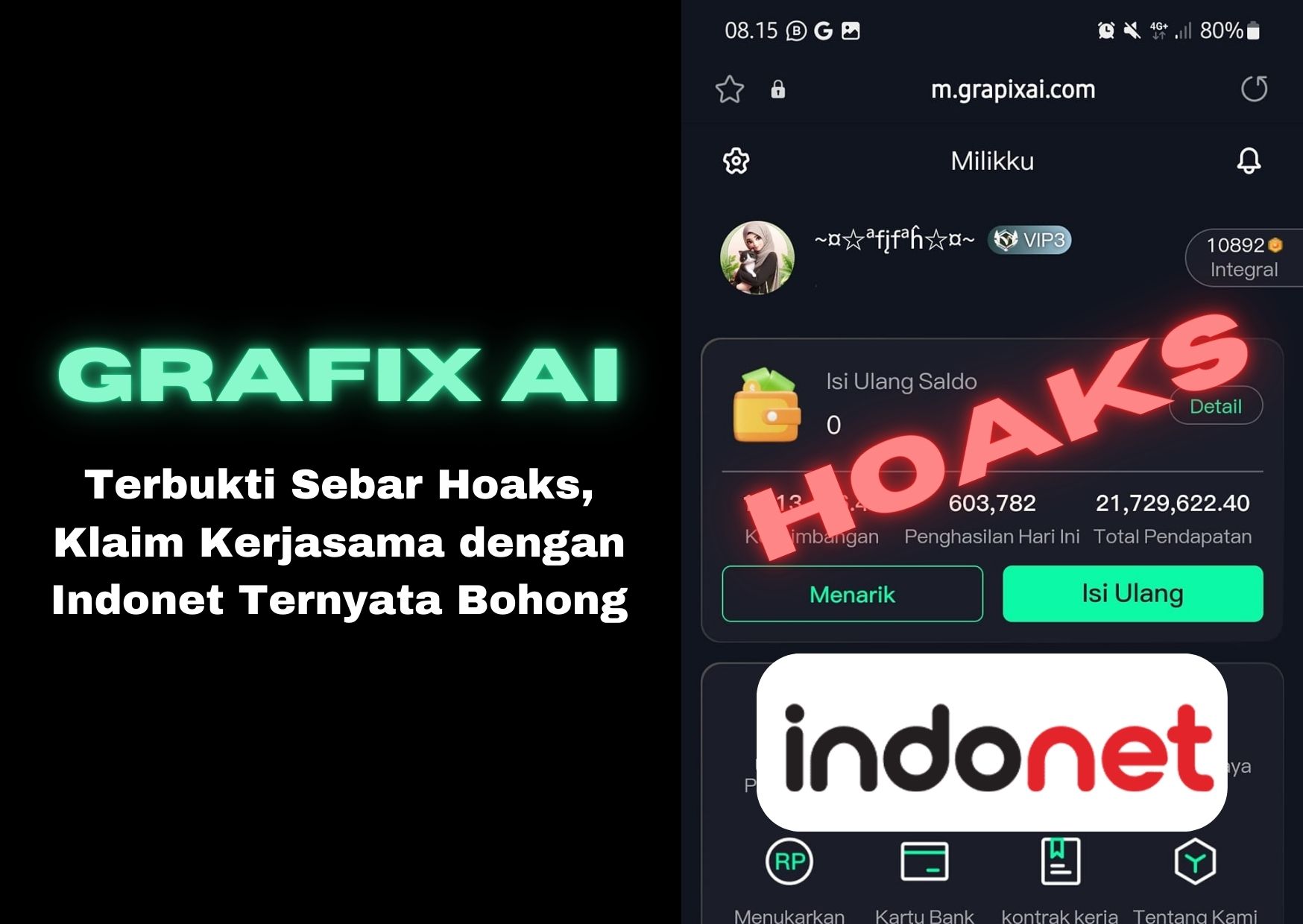 Grafix AI Terbukti Sebar Hoaks, Klaim Kerjasama dengan Indonet Ternyata Bohong – jabarekspres.com