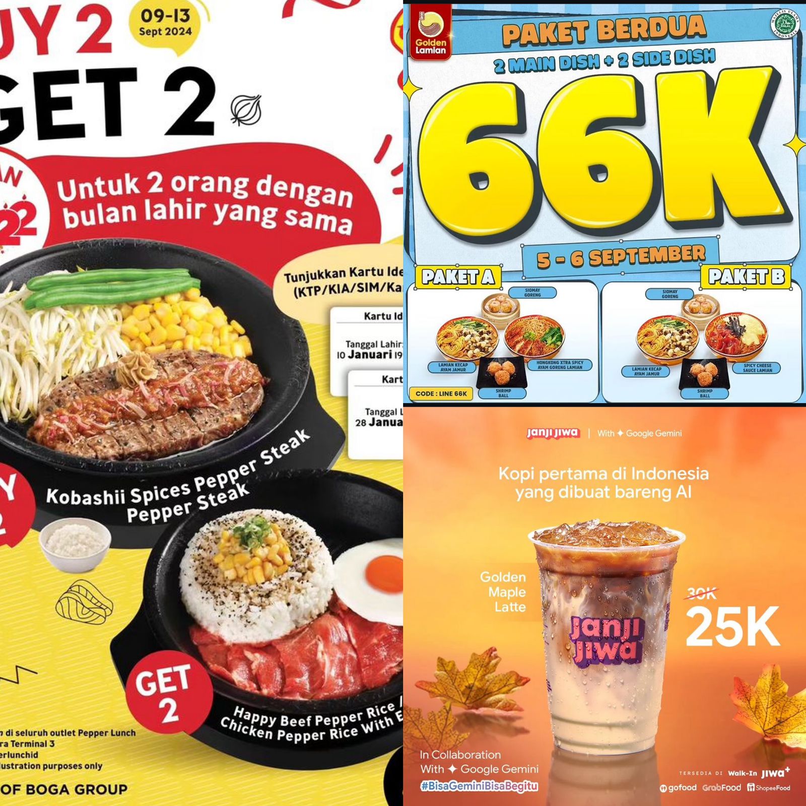 Promo SEPTEMBER, Mulai dari Pepper Lunch, Janji Jiwa, hingga Golden ...