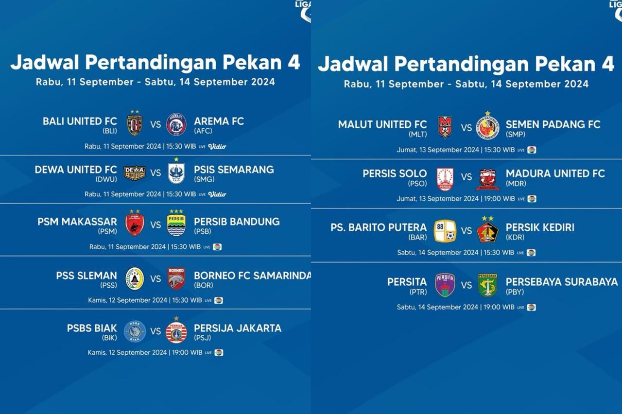 Jadwal Pertandingan Pekan ke-4 & 5 BRI Liga 1 2024/2025, Lengkap Hari dan Jamnya! – jabarekspres.com