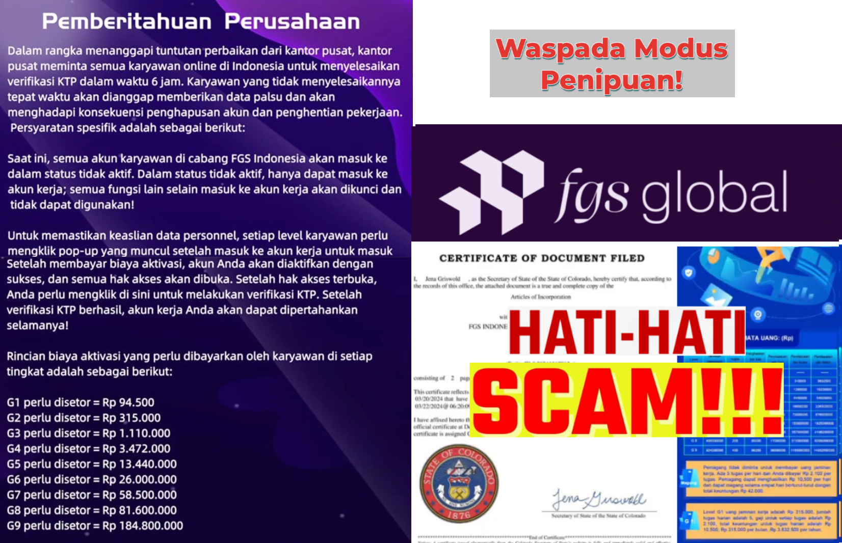 FGS Global Terbukti Scam! Modus Aktivasi Akun dan Deposit Lagi, Ratusan Member Kehilangan ...