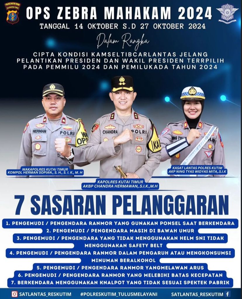 Jadwal & Sasaran Pelanggaran OPERASI ZEBRA MAHAKAM 2024 di Wilayah Kalimantan Timur ...