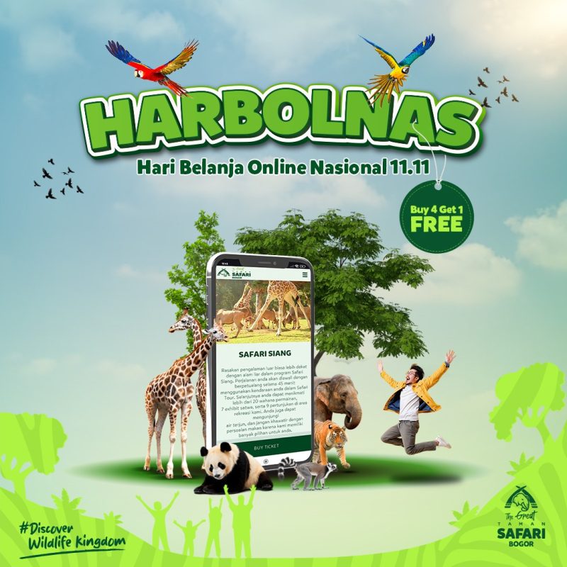Promo Tiket Harbolnas Taman Safari Bogor, Buy 4 Get 1 Free Hanya Rp1 ...