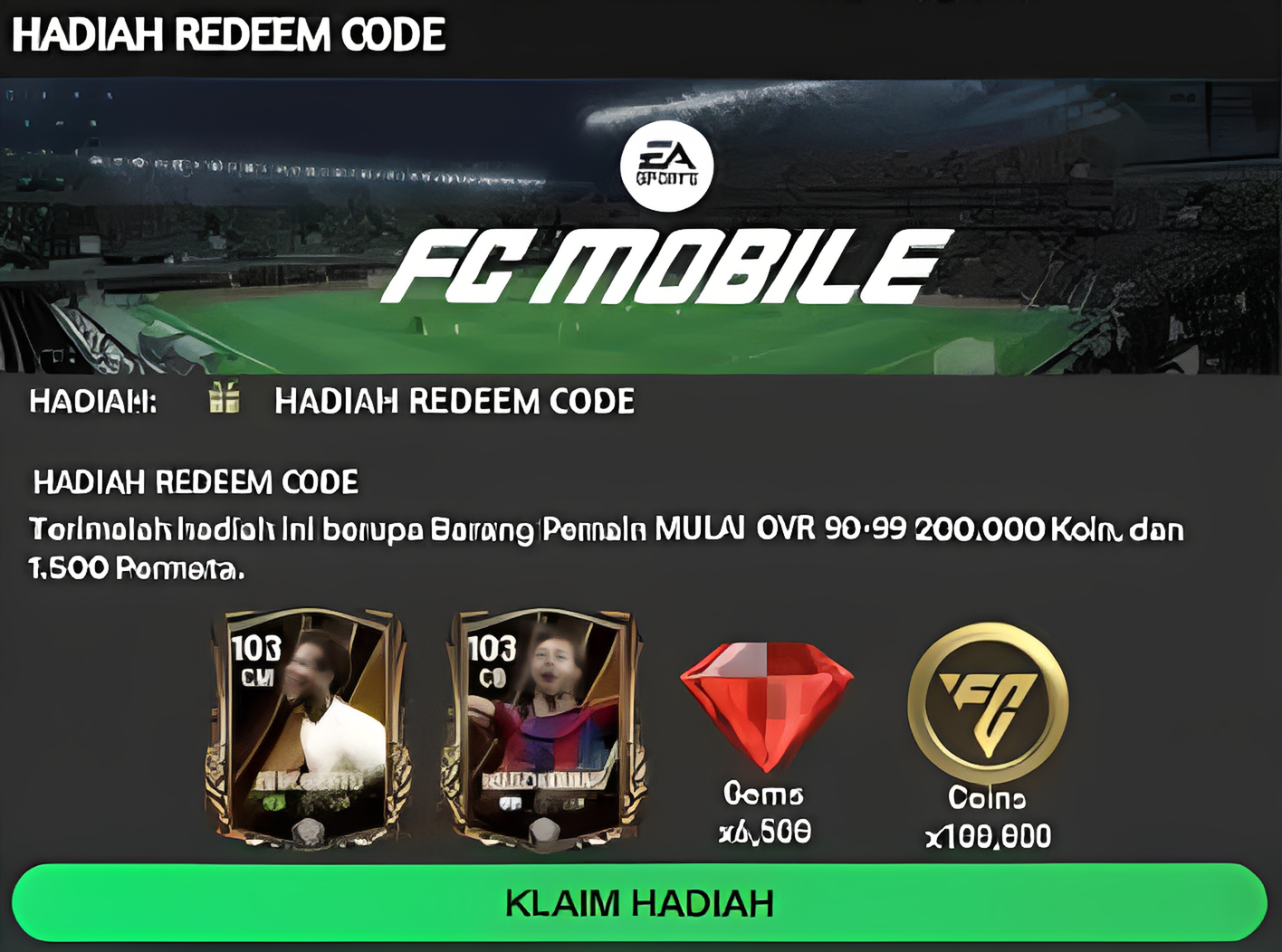 Rilis Lagi! Kode Redeem FC Mobile Terbaru 18 Desember 2024, Ada Diamond, Player OVR 100+ dan ...