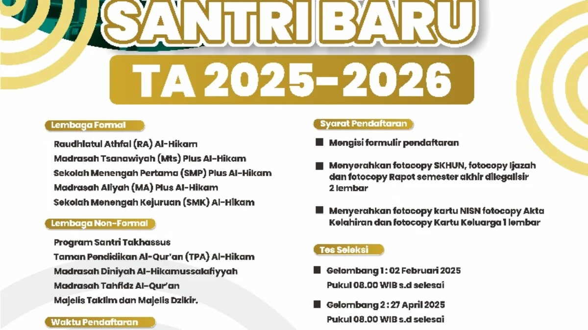 Pondok Pesantren Al-Hikamussalafiyyah Buka Pendaftaran Santri Baru Gelombang 3 – jabarekspres.com