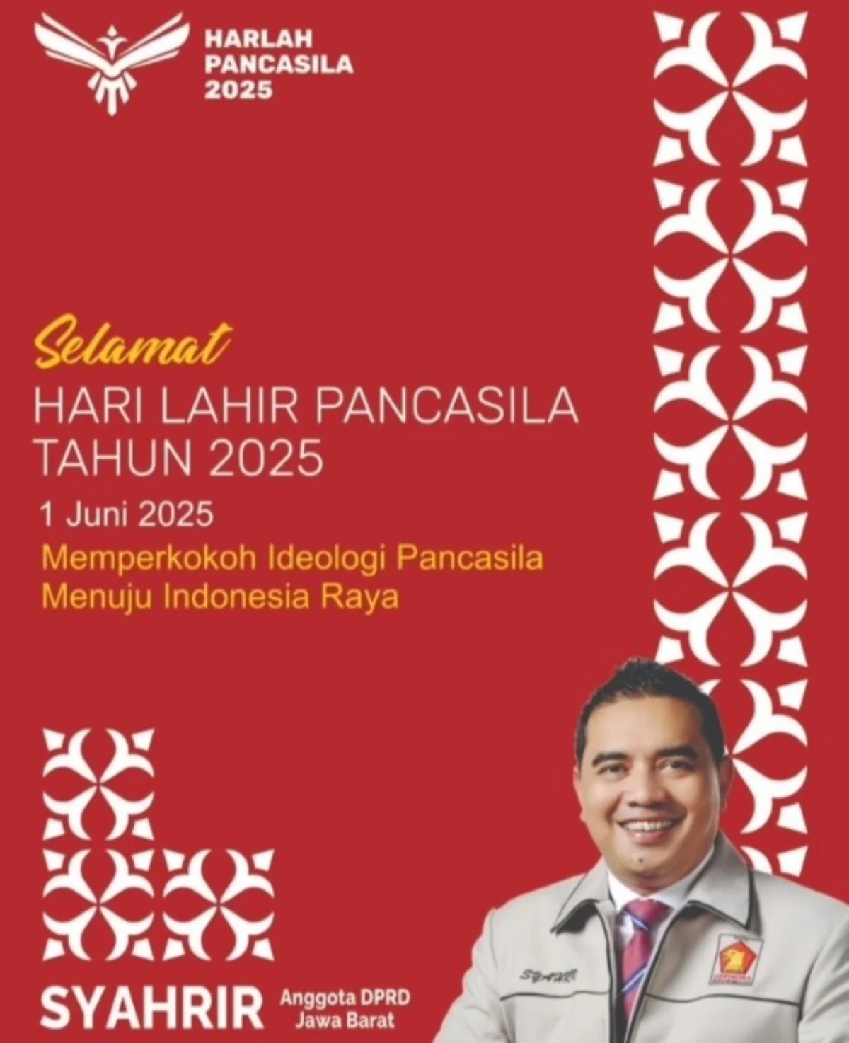 Syahrir: Peringatan Hari Lahir Pancasila Momentum Perkuat Persatuan dan Nilai Kebangsaan ...