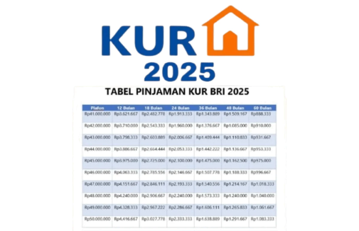 Tabel Angsuran Terbaru KUR BRI 2025 dengan Bunga Rendah – Laman 2 ...