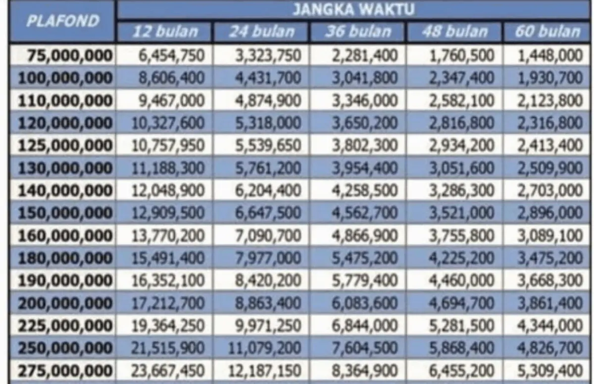 Update Tabel Cicilan KUR BRI 2025 dengan Pinjaman 5 Juta sampai 50 Juta ...