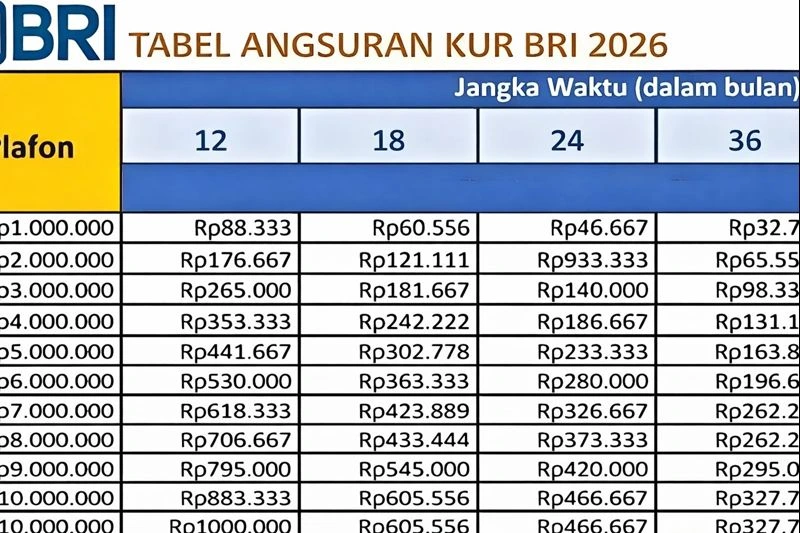 Update Tabel Cicilan KUR BRI 2026, Pinjaman Rp300 Juta Bunga Ringan – Laman 2 – jabarekspres.com