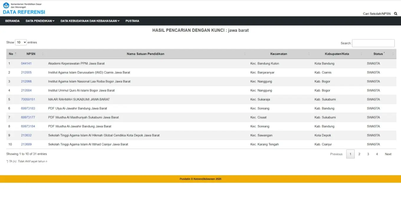 Cara Cek NPSN Sekolah Lewat HP untuk Daftar SNPMB 2026 – jabarekspres.com