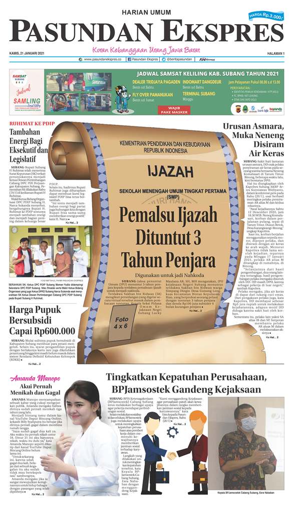 (E-Paper) Pasundan 21 Januari 2021 – Pasundan Ekspres