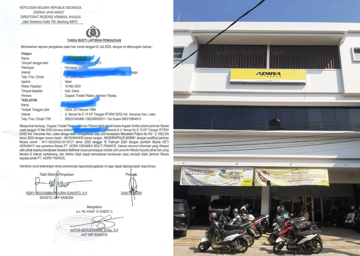 PT Adira Cabang Garut Melaporkan Oknum yang Memindah Tangankan Unit ...