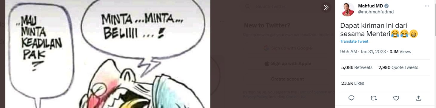 Mahfud MD Posting Meme keadilan Indonesia, Netizen Bingung Kok Tidak ...