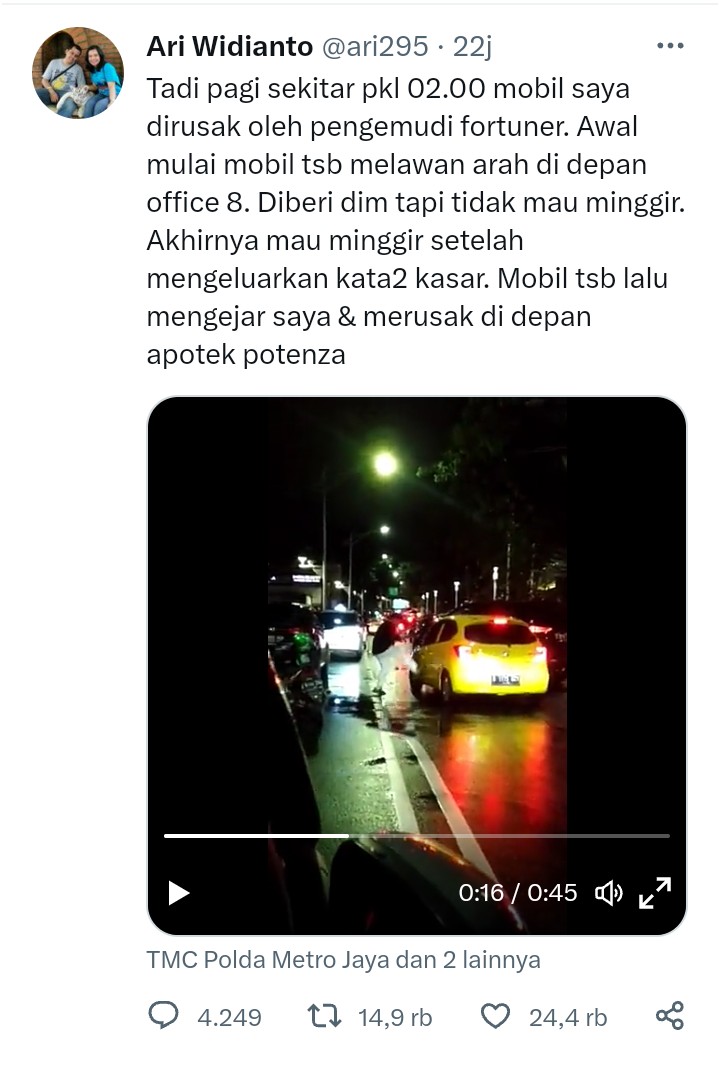 Viral! Pengemudi Fortuner Sengaja Rusak Mobil Pengendara Lain – Sumedang Ekspres