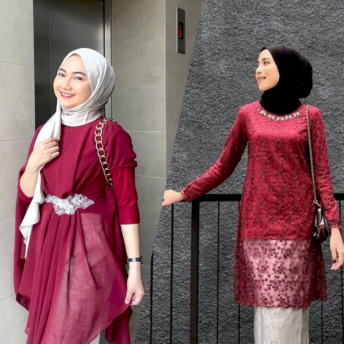 Baju Kebaya Maroon Cocok Dengan Jilbab Warna Ini, Keliatan Elegan dan ...