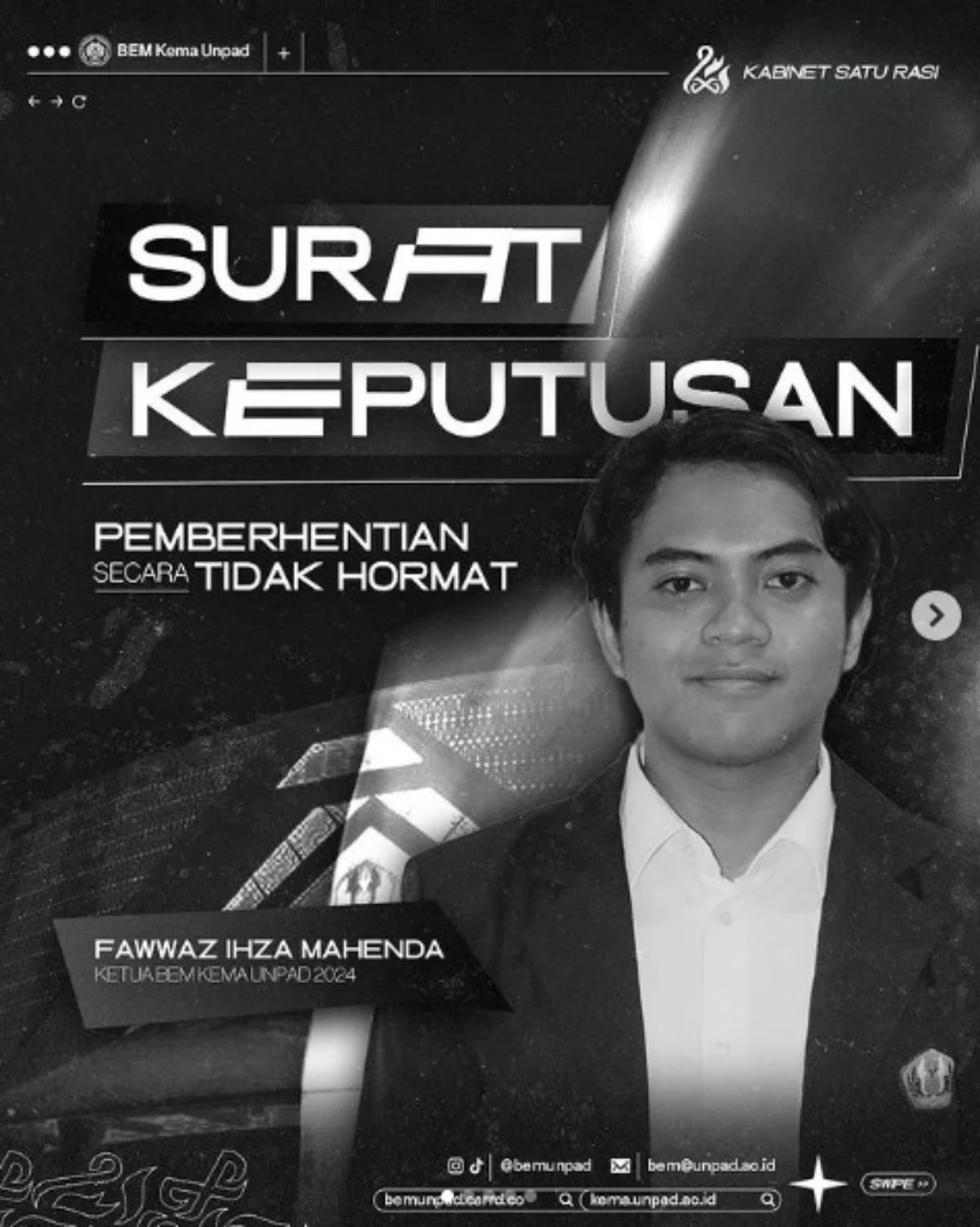 Ketua BEM Kema Unpad 2024 Diberhentikan Secara Tidak Hormat – Sumedang ...