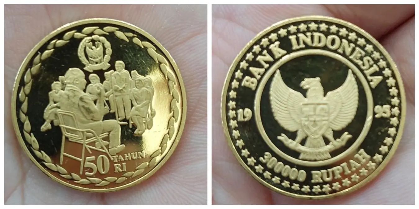 Koin Emas Rupiah Rp 300.000 Gambar Soeharto Dibanderol 38 Juta Perkoin ...