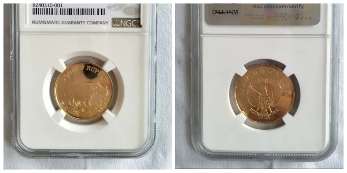 Sangat Langka, Koin Emas Kuno Rp 200.000 Gambar Badak Jawa Bercula Satu ...